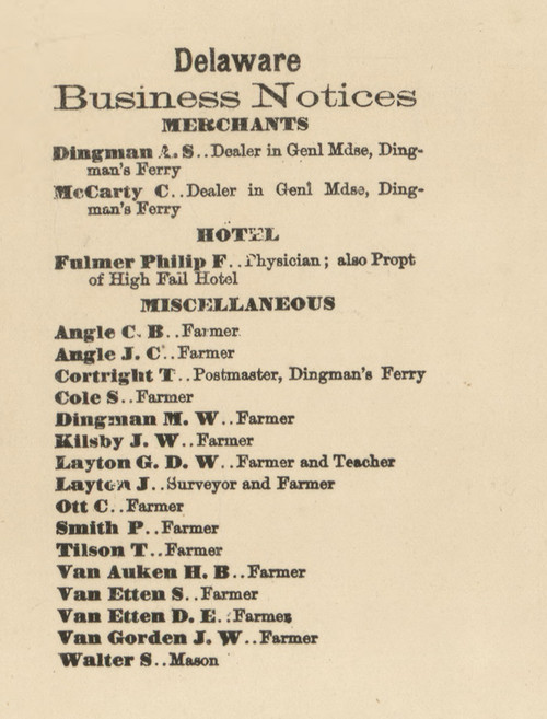 Delaware Business Directory - Delaware Township, Pennsylvania 1872 Old ...