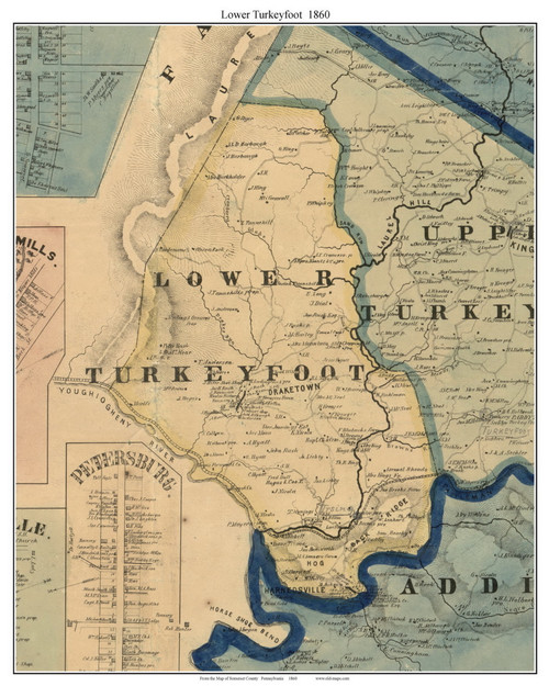Lower Turkeyfoot Township, Pennsylvania 1860 Old Town Map Custom Print ...