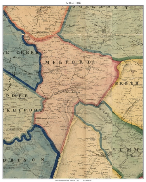 Milford Township, Pennsylvania 1860 Old Town Map Custom Print ...