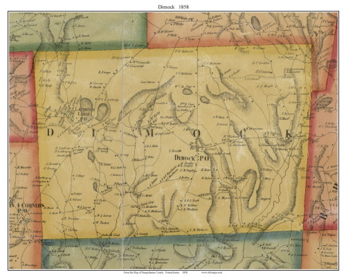 Dimock Township, Pennsylvania 1858 Old Town Map Custom Print ...