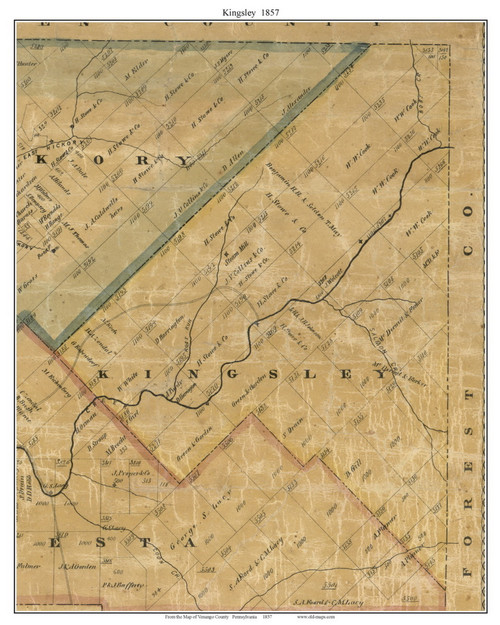 Kingsley Township, Pennsylvania 1857 Old Town Map Custom Print ...