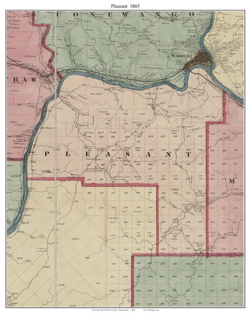 Pleasant Township, Pennsylvania 1865 Old Town Map Custom Print - Warren ...