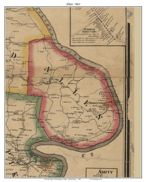 Allen Township, Pennsylvania 1861 Old Town Map Custom Print ...