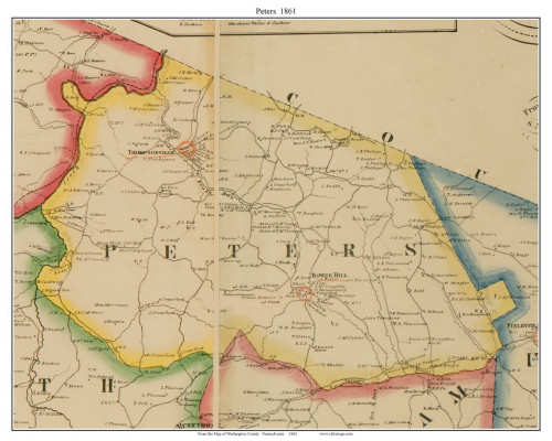 Peters Township, Pennsylvania 1861 Old Town Map Custom Print ...