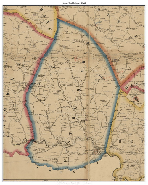 West Bethlehem Township, Pennsylvania 1861 Old Town Map Custom Print ...