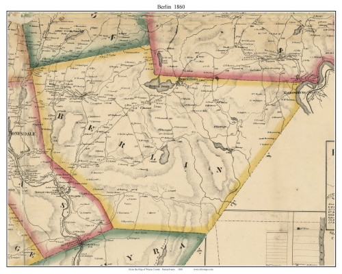 Berlin Township, Pennsylvania 1860 Old Town Map Custom Print - Wayne Co ...