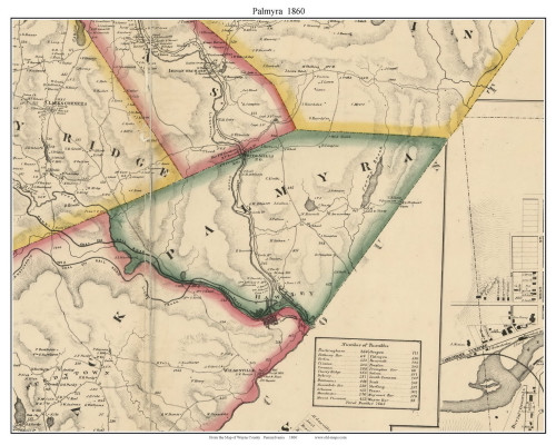 Palmyra Township, Pennsylvania 1860 Old Town Map Custom Print - Wayne ...