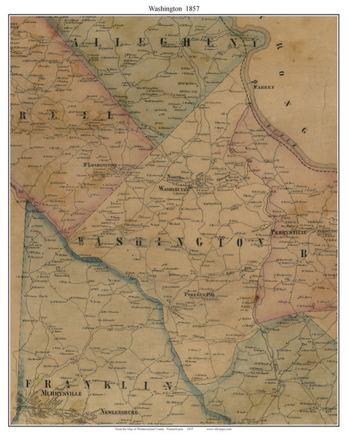 Washington Township, Pennsylvania 1857 Old Town Map Custom Print ...