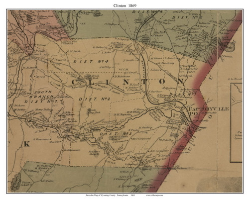 Clinton Township, Pennsylvania 1869 Old Town Map Custom Print - Wyoming ...