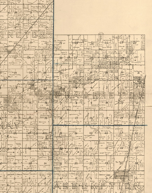 Prairieton, Illinois 1893 Old Town Map Custom Print - Christian Co ...
