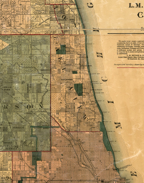 Lake View, Illinois 1886 Old Town Map Custom Print - Cook Co. - OLD MAPS