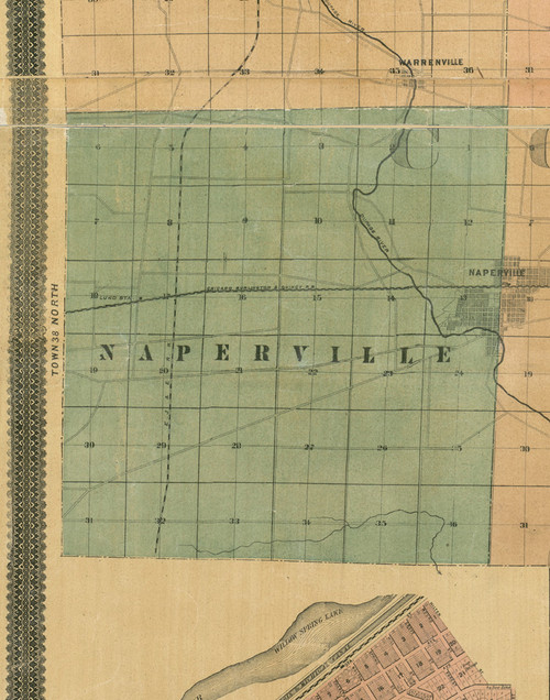 Naperville, Illinois 1890 Old Town Map Custom Print - Cook Dupage Cos ...