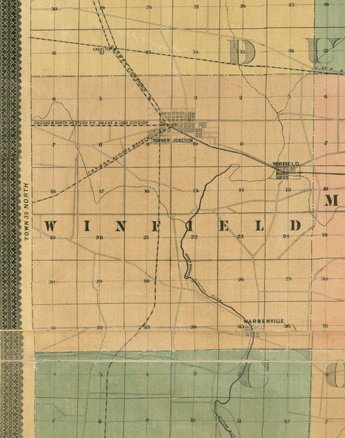 Winfield, Illinois 1890 Old Town Map Custom Print - Cook Dupage Cos ...