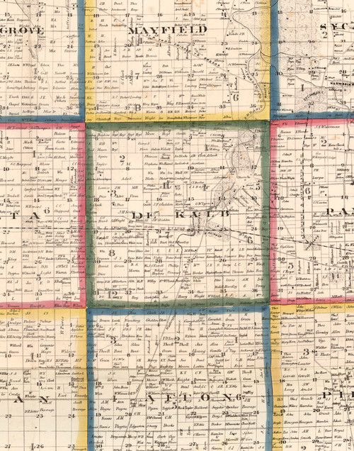 DeKalb, Illinois 1860 Old Town Map Custom Print - DeKalb Co. - OLD MAPS
