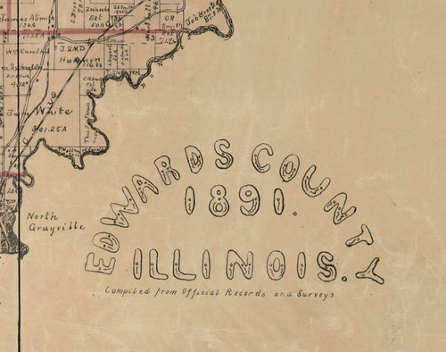 Title of Source Map - Edwards Co., Illinois 1891 Old Town Map Custom ...