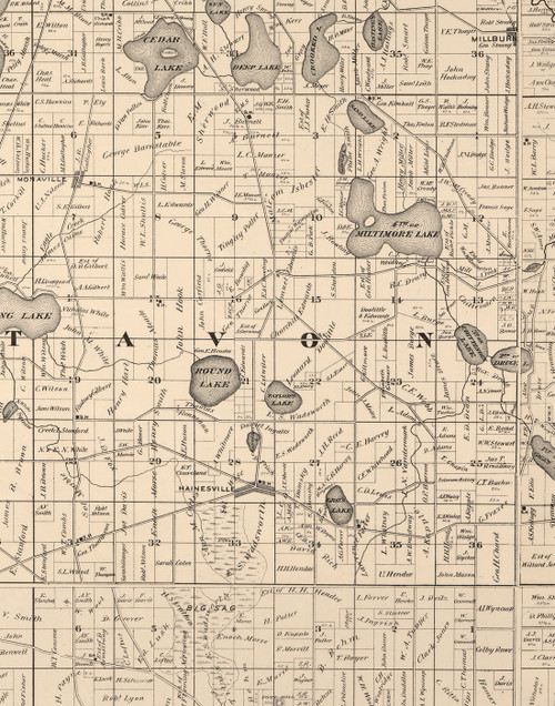 Avon, Illinois 1873 Old Town Map Custom Print - Lake Co. - OLD MAPS