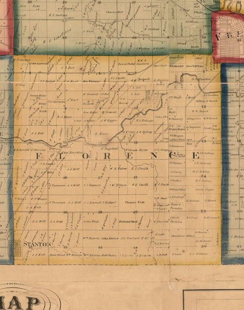 Florence, Illinois 1859 Old Town Map Custom Print - Stephenson Co ...