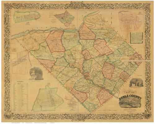Berks County Pennsylvania 1854 - Old Map Reprint - OLD MAPS