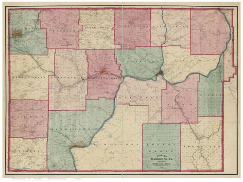 Warren County Pennsylvania 1865 Beers - Old Map Reprint - OLD MAPS