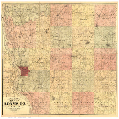 Adams County, Illinois 1889 - Old Map Reprint - OLD MAPS