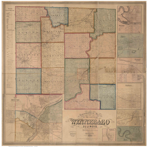 Winnebago County, Illinois 1859 - Old Map Reprint - OLD MAPS