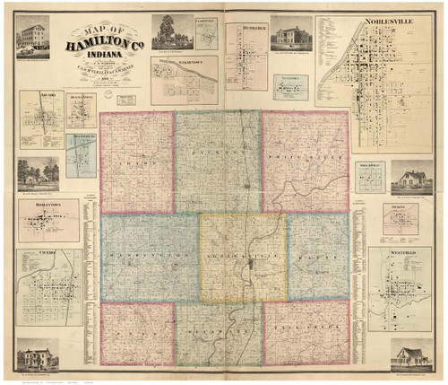 Hamilton County, Indiana 1866 - Old Map Reprint - OLD MAPS