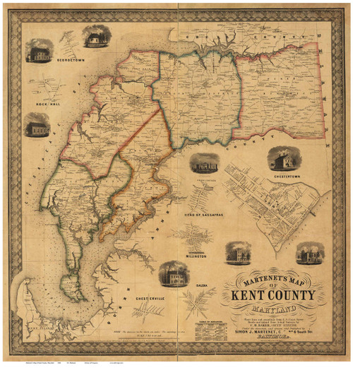 Kent County Maryland 1860 - Old Map Reprint - OLD MAPS