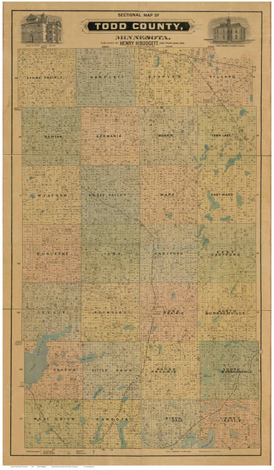 Todd County Minnesota 1890 - Old Map Reprint - OLD MAPS