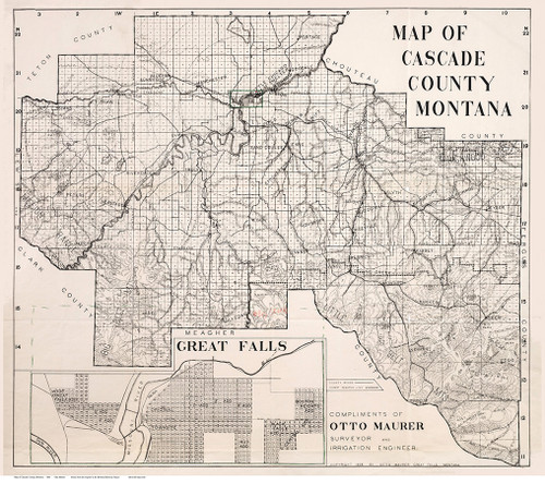 Cascade County Montana 1908 - Old Map Reprint - OLD MAPS