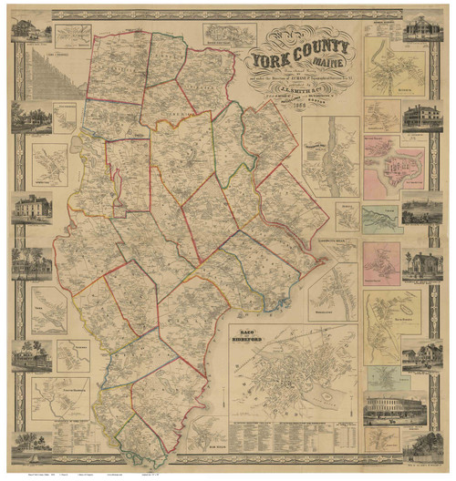 York County Maine 1856 - Old Map Reprint - OLD MAPS