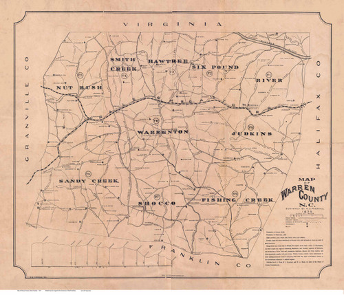 Warren County North Carolina 1874 - Old Map Reprint - OLD MAPS