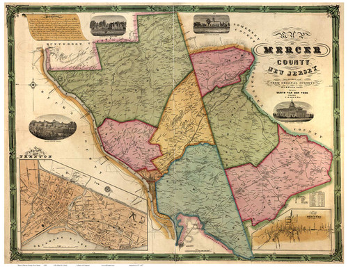 Mercer County New Jersey 1849 - Old Map Reprint - OLD MAPS