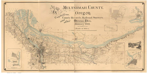 Multnomah County Oregon 1889 - Old Map Reprint - OLD MAPS