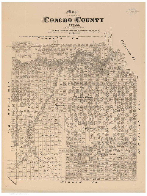 Concho County Texas 1879 - Old Map Reprint - OLD MAPS