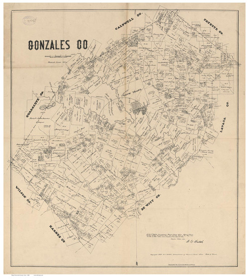 Gonzalez County Texas 1880 - Old Map Reprint - OLD MAPS