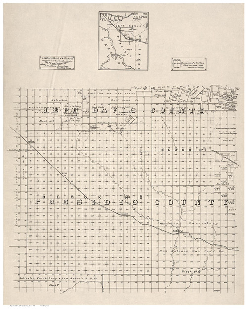 Parts of Jeff Davis & Presidio County Texas 1894 - Old Map Reprint ...