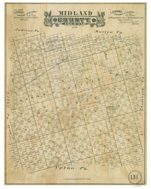 Midland County Texas 1888 - Old Map Reprint - OLD MAPS