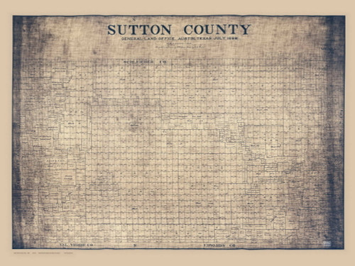 Sutton County Texas 1898 Copy B - Old Map Reprint - OLD MAPS