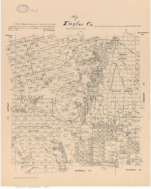 Taylor County Texas 1879 - Old Map Reprint - OLD MAPS