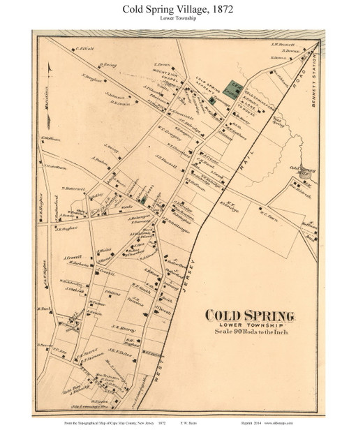 Cold Spring Village - Lower Township, New Jersey 1872 Old Town Map ...