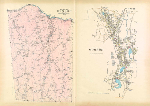 Monson, Massachusetts 1912 Old Town Map Reprint - Hampden Co. - OLD MAPS