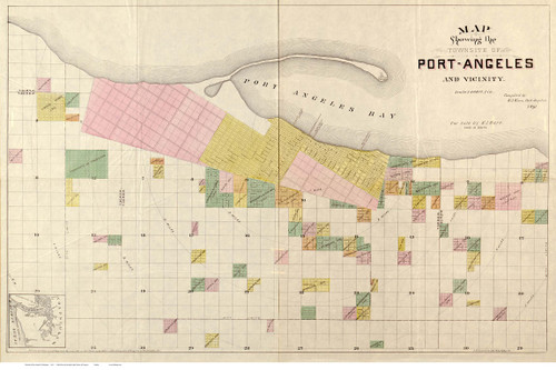 Port Angeles 1891 Ware - Old Map Reprint - Washington Cities - OLD MAPS