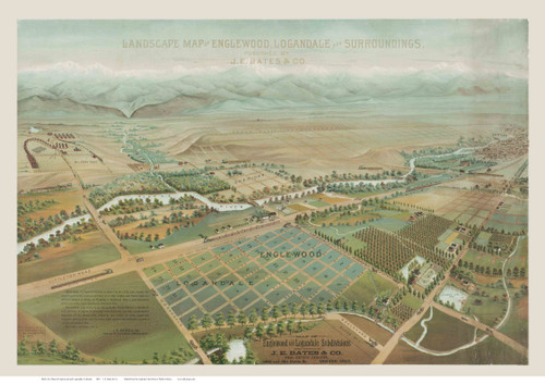 Englewood & Logandale, Colorado 1887 Bird's Eye View - DVL - OLD MAPS