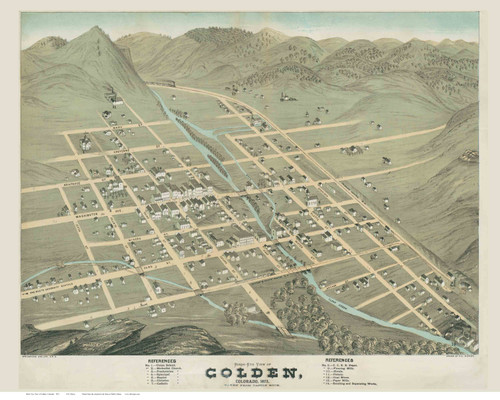 Golden, Colorado 1873 Bird's Eye View - DVL - OLD MAPS
