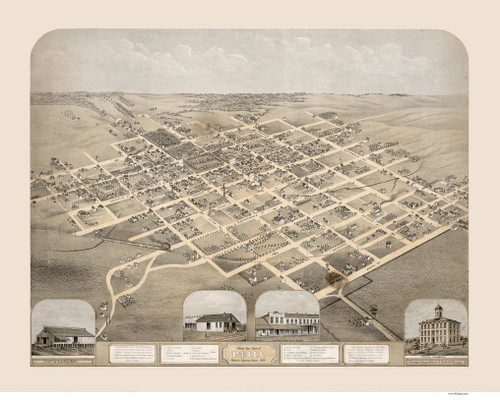 Pella, Iowa 1869 Bird's Eye View - OLD MAPS