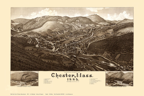 Chester, Massachusetts 1885 Bird's Eye View - Old Map Reprint - OLD MAPS