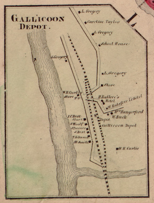Callicoon Depot_misspelled, New York 1856 Old Town Map Custom Print ...