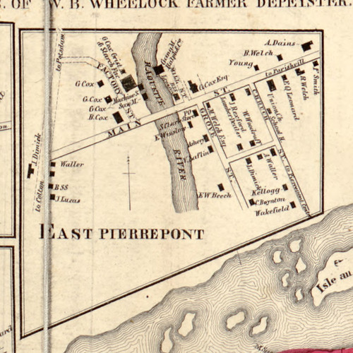 East Pierrepont, New York 1858 Old Town Map Custom Print - St. Lawrence ...