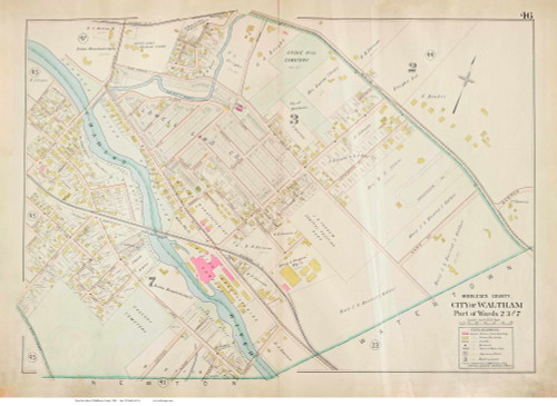 Plate 46, Waltham - parts of Wards 2, 3, and 7, 1900 - Old Street Map ...