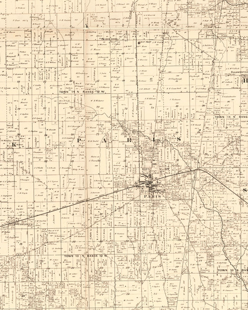 Paris Illinois 1870 Old Town Map Custom Print - Edgar Co. - OLD MAPS